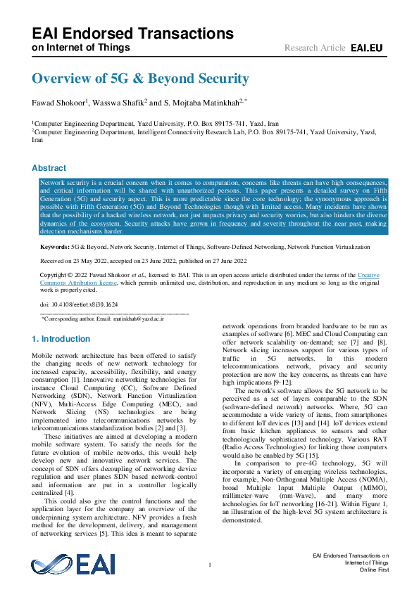 (PDF) Overview of 5G & Beyond Security
