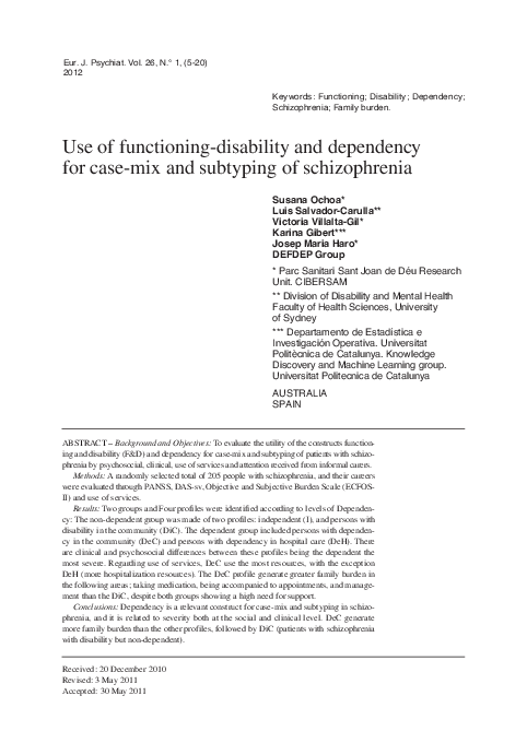 (PDF) Use of functioning-disability and dependency for case-mix and ...