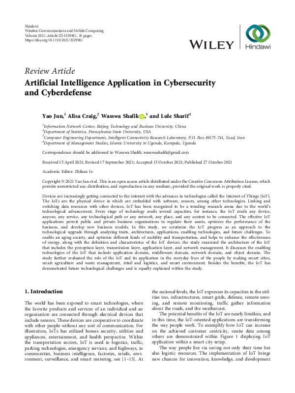 (PDF) Artificial Intelligence Application in Cybersecurity and Cyberdefense