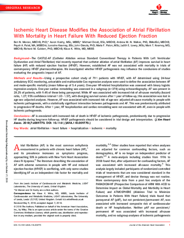(PDF) Ischemic Heart Disease Modifies the Association of Atrial Fibrillation With Mortality in ...