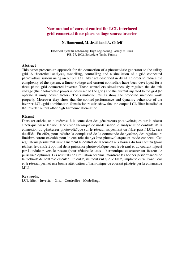 Pdf New Method Of Current Control For Lcl Interfaced Grid Connected Three Phase Voltage Source