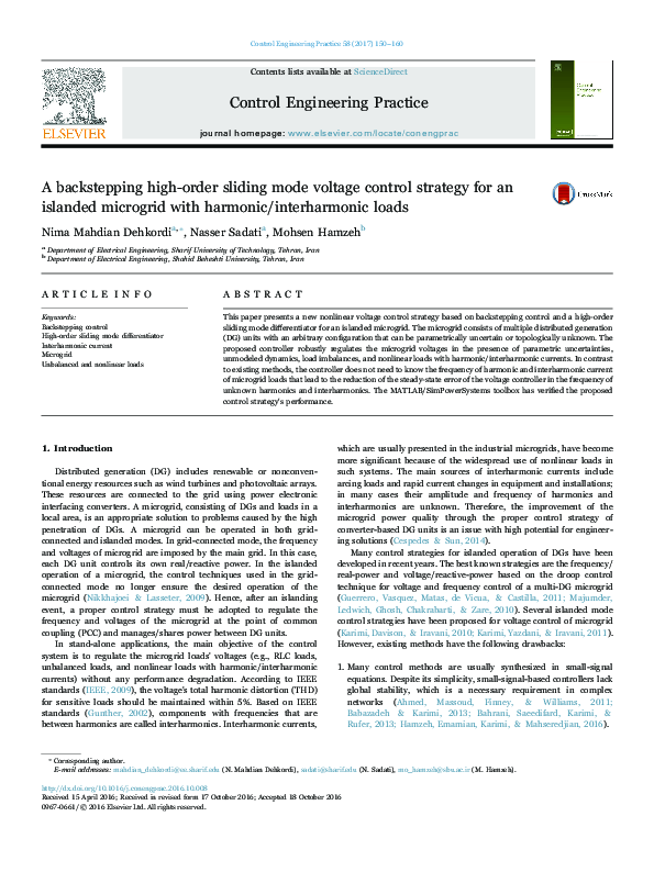 (PDF) A backstepping high-order sliding mode voltage control strategy for an islanded microgrid ...