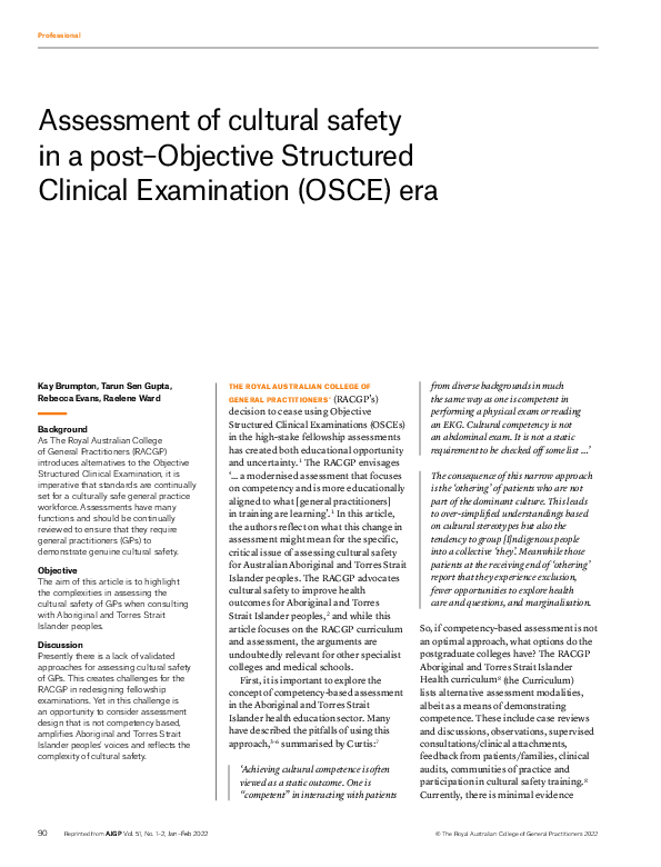 (PDF) Assessment of cultural safety in a post–Objective Structured ...