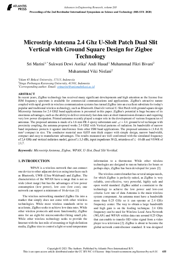(PDF) Microstrip Antenna 2.4 Ghz U-Slolt Patch Dual Slit Vertical with ...
