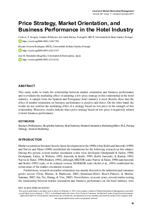 (PDF) Price Strategy, Market Orientation, and Business Performance in ...