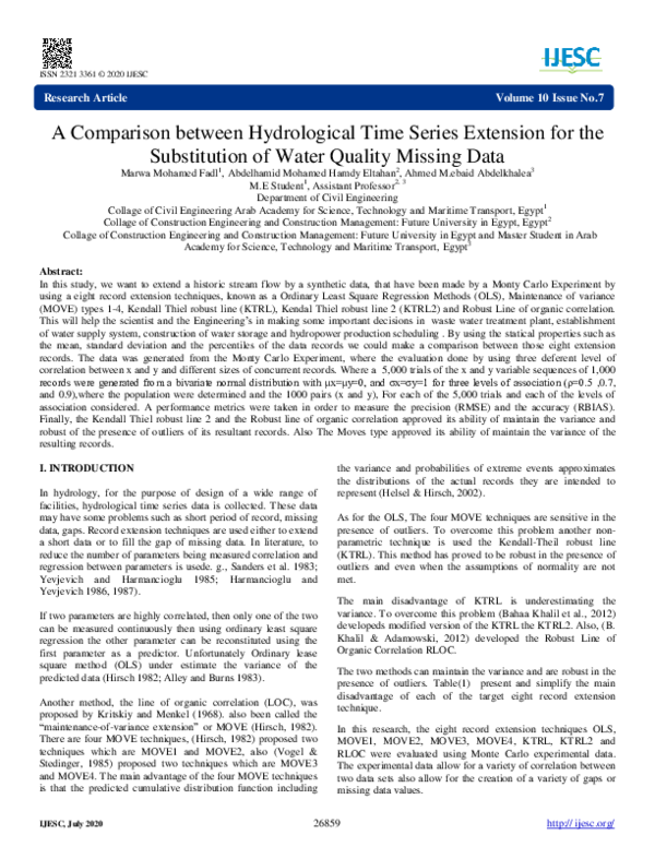 Pdf A Comparison Between Hydrological Time Series Extension For The