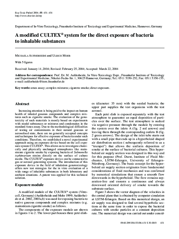 (PDF) A modified CULTEX® system for the direct exposure of bacteria to ...