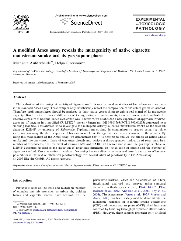 (PDF) A modified Ames assay reveals the mutagenicity of native ...