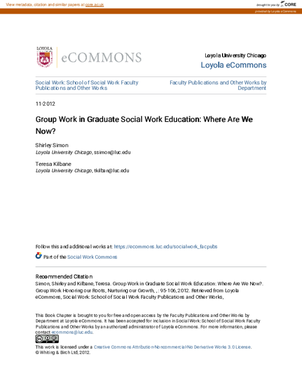 (PDF) Group Work in Graduate Social Work Education: Where Are We Now?