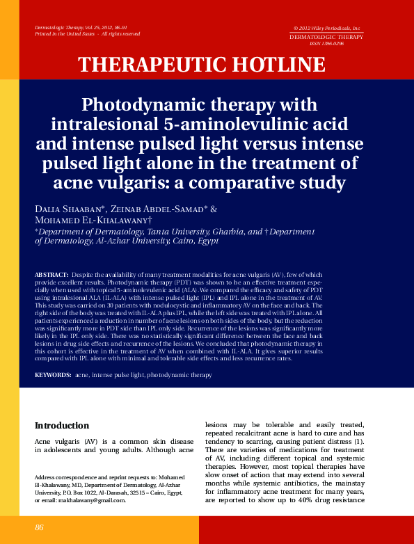 (PDF) Photodynamic therapy with intralesional 5-aminolevulinic acid and ...
