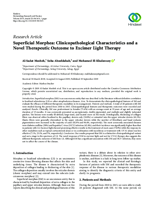 (PDF) Superficial Morphea: Clinicopathological Characteristics and a ...