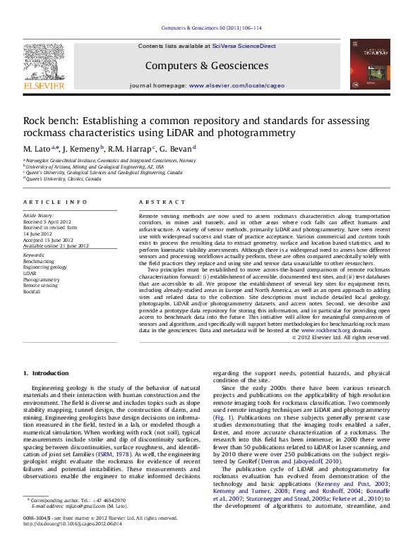(PDF) Rock bench: Establishing a common repository and standards for ...