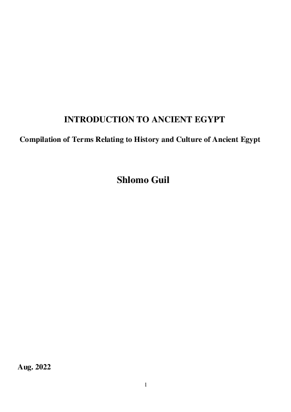 (PDF) INTRODUCTION TO ANCIENT EGYPT