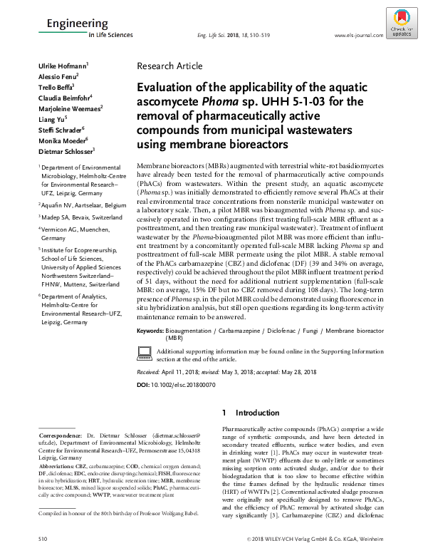 (PDF) Evaluation of the applicability of the aquatic ascomycete Phoma sp. UHH 5-1-03 for the ...