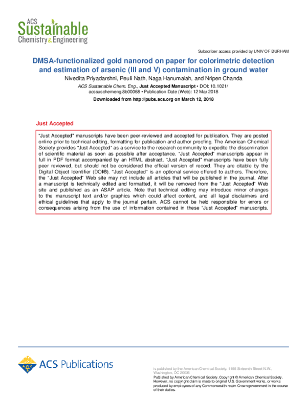 (PDF) DMSA-Functionalized Gold Nanorod on Paper for Colorimetric ...