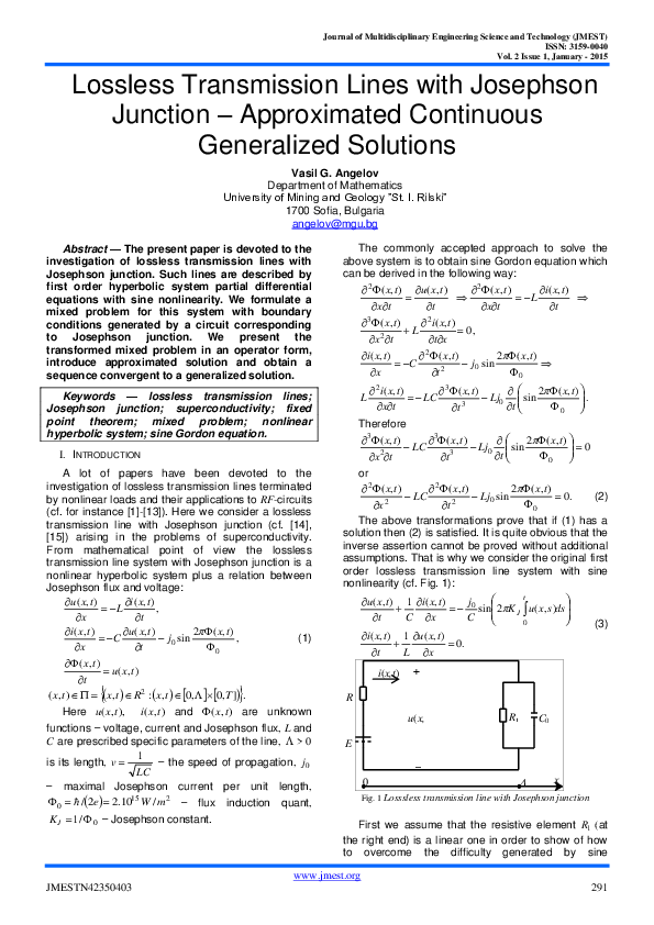 (PDF) Lossless Transmission Lines with Josephson Junction-Approximated Continuous Generalized ...