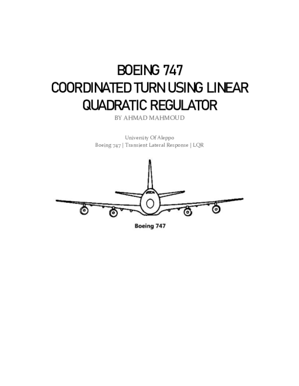 (PDF) BOEING 747 COORDINATED TURN USING LINEAR QUADRATIC REGULATOR