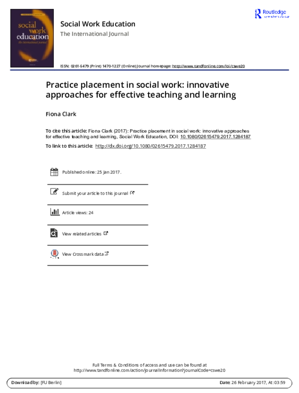 (PDF) Practice Placement in Social Work: Innovative Approaches for ...