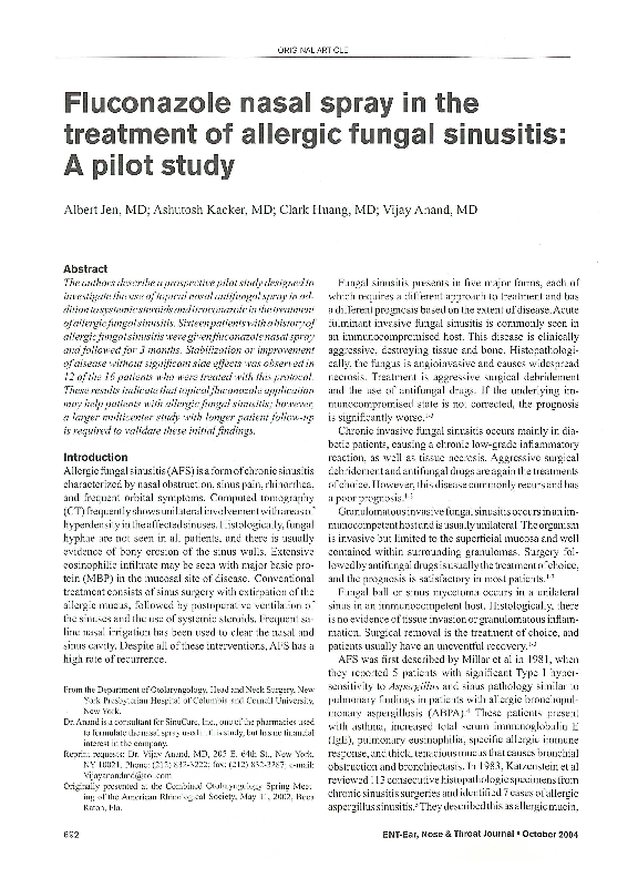 (PDF) Fluconazole Nasal Spray in the Treatment of Allergic Fungal ...