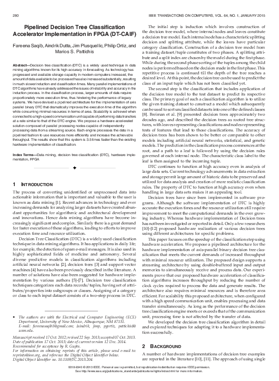 (PDF) Pipelined Decision Tree Classification Accelerator Implementation in FPGA (DT-CAIF)