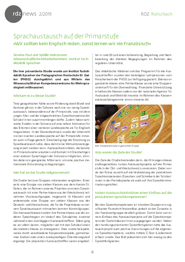 (PDF) Sprachaustausch auf der Primarstufe: Wir sollten kein Englisch ...