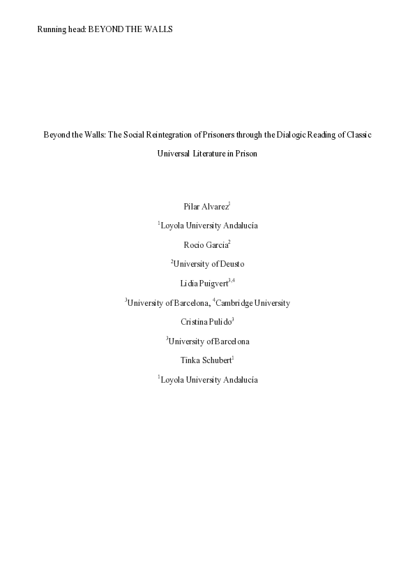 (PDF) Beyond the Walls: The Social Reintegration of Prisoners Through ...