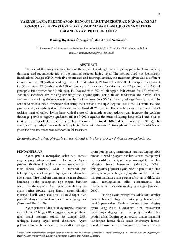 (PDF) Variasi Lama Perendaman Dengan Larutan Ekstrak Nanas (Ananas ...