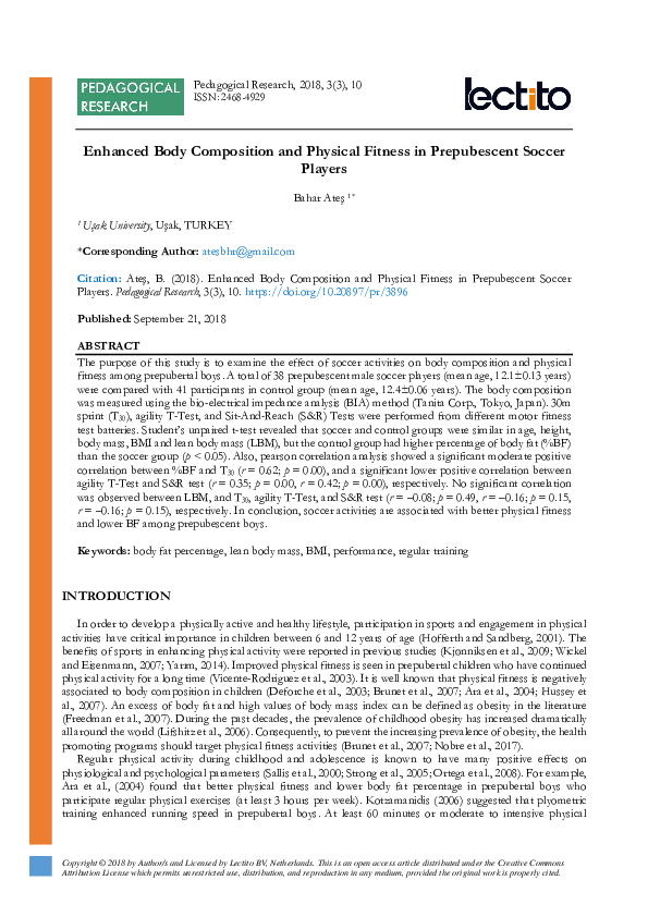 (PDF) Enhanced Body Composition and Physical Fitness in Prepubescent ...