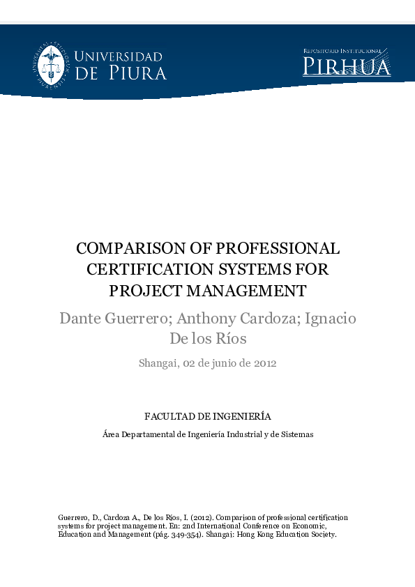 (PDF) Comparison of professional certification systems for project ...