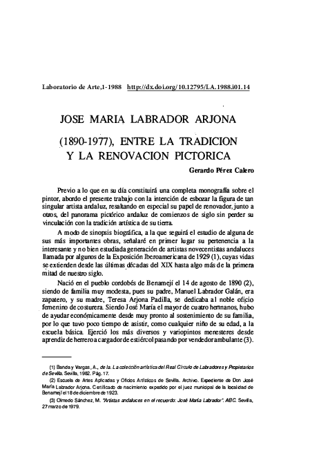 (PDF) JOSÉ MARÍA LABRADOR ARJONA (1890-1977). ENRE LA TRADICIÓN Y LA ...