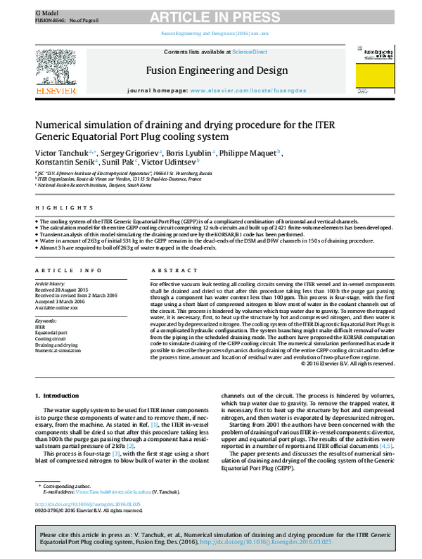 Pdf Numerical Simulation Of Draining And Drying Procedure For The