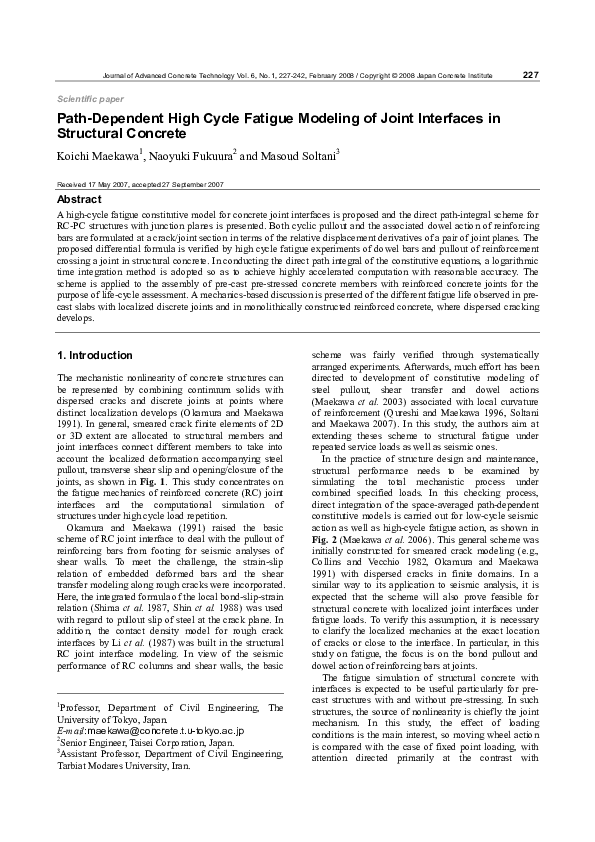 (PDF) Path-Dependent High Cycle Fatigue Modeling of Joint Interfaces in Structural Concrete