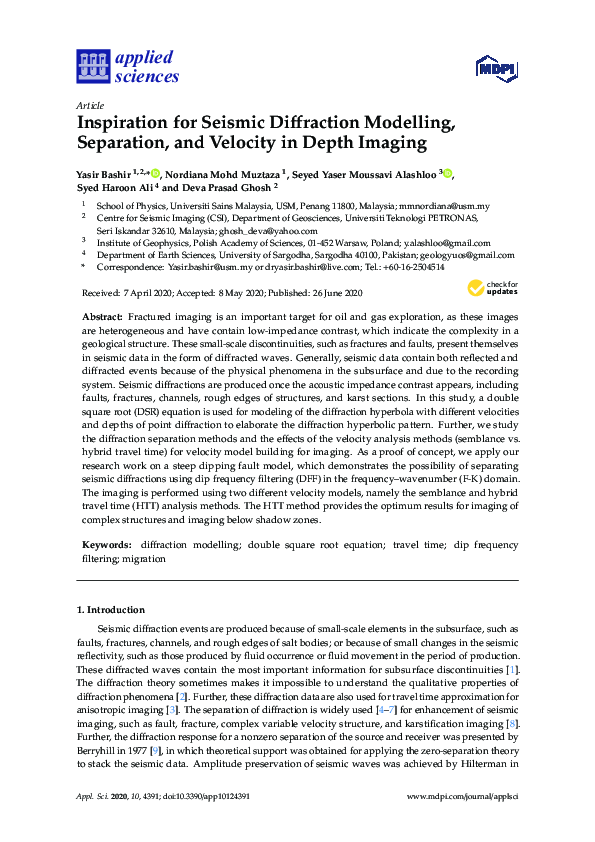 (PDF) Inspiration for Seismic Diffraction Modelling, Separation, and ...