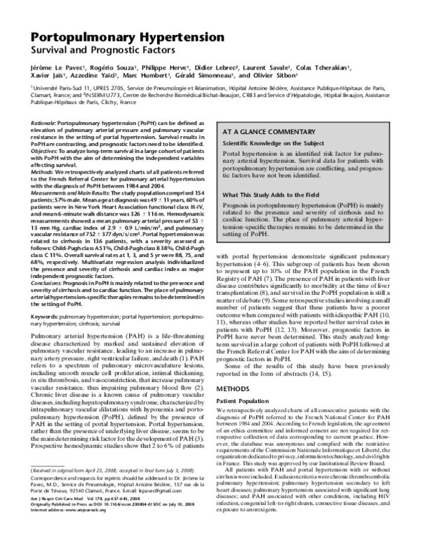 (PDF) Portopulmonary Hypertension | philippe herve - Academia.edu