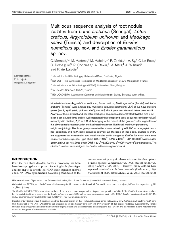 (PDF) Multilocus sequence analysis of root nodule isolates from Lotus ...