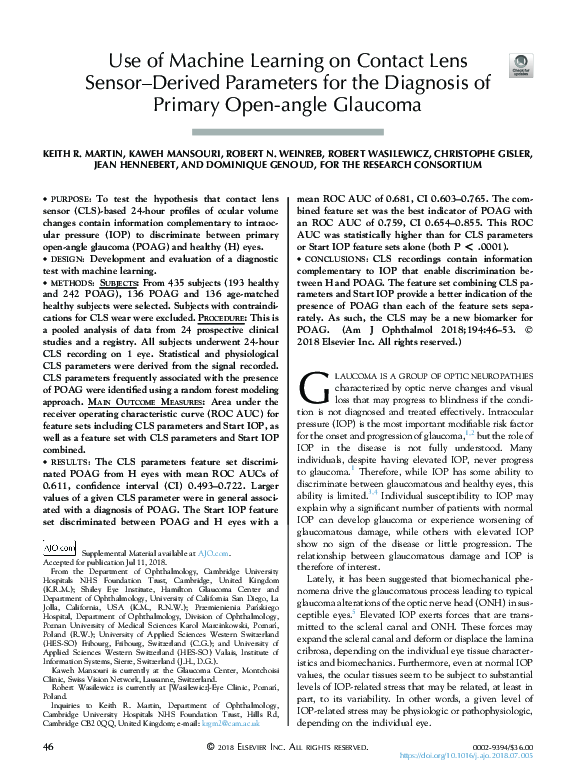(PDF) Use of Machine Learning on Contact Lens Sensor-Derived Parameters ...