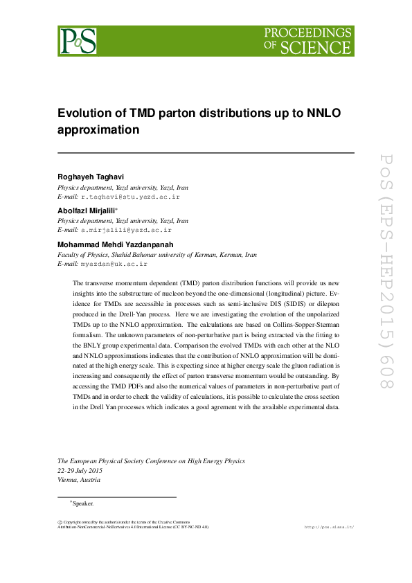 (PDF) Evolution of TMD parton distributions up to NNLO approximation