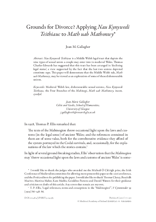 (PDF) Grounds for Divorce? Applying Nau Kynywedi Teithiauc to Math uab ...