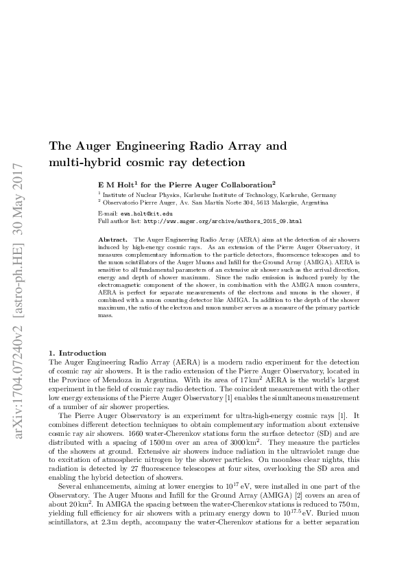 (PDF) The Auger Engineering Radio Array and multi-hybrid cosmic ray ...