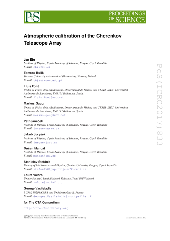 Pdf Atmospheric Calibration Of The Cherenkov Telescope Array Serguei Vorobiov