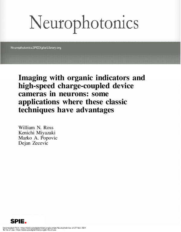 (PDF) Imaging with organic indicators and high-speed charge-coupled device cameras in neurons ...