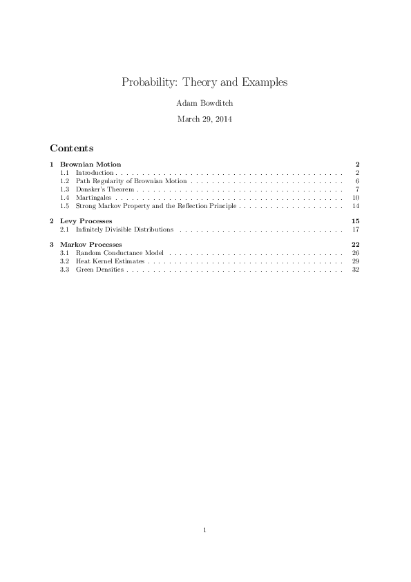 (PDF) Probability: Theory and Examples