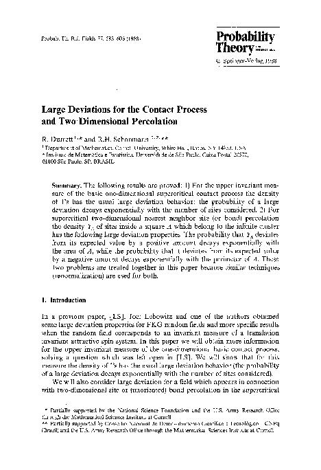 (PDF) Large deviations for the contact process and two dimensional ...