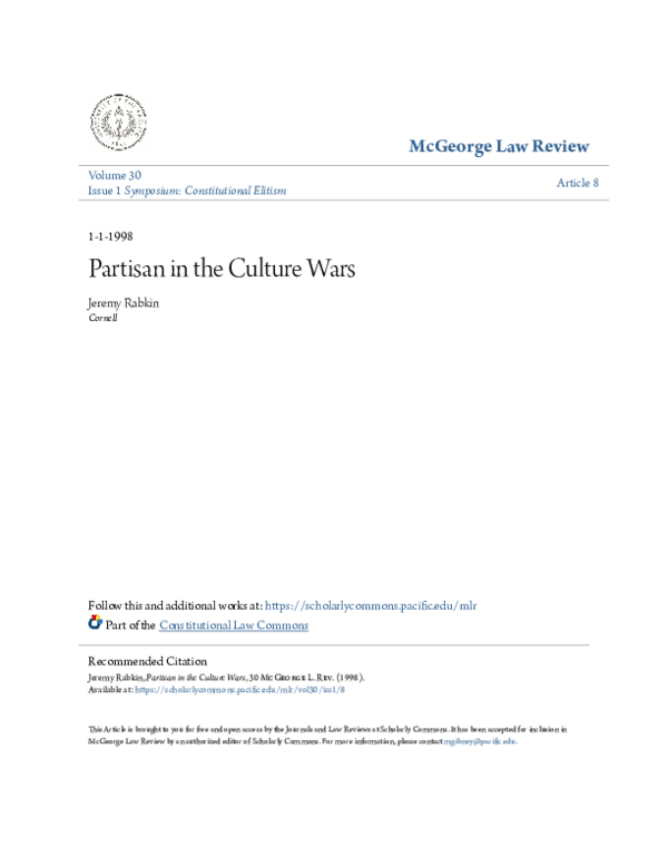 (PDF) Partisan in the Culture Wars