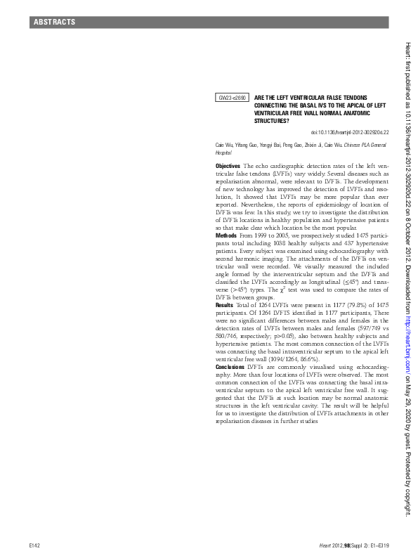 (PDF) Are the Left Ventricular False Tendons Connecting the Basal Ivs ...