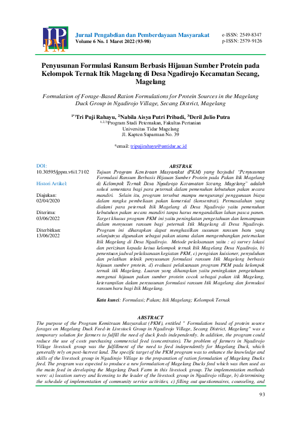 (PDF) Korelasi Fenotipik Sifat Kuantitatif Itik Magelang di Kabupaten ...