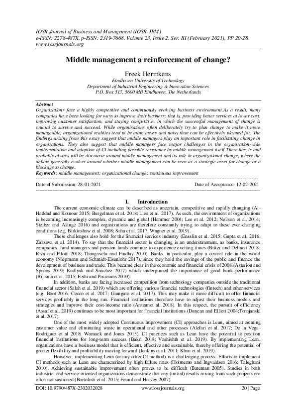 (PDF) Middle management a reinforcement of change