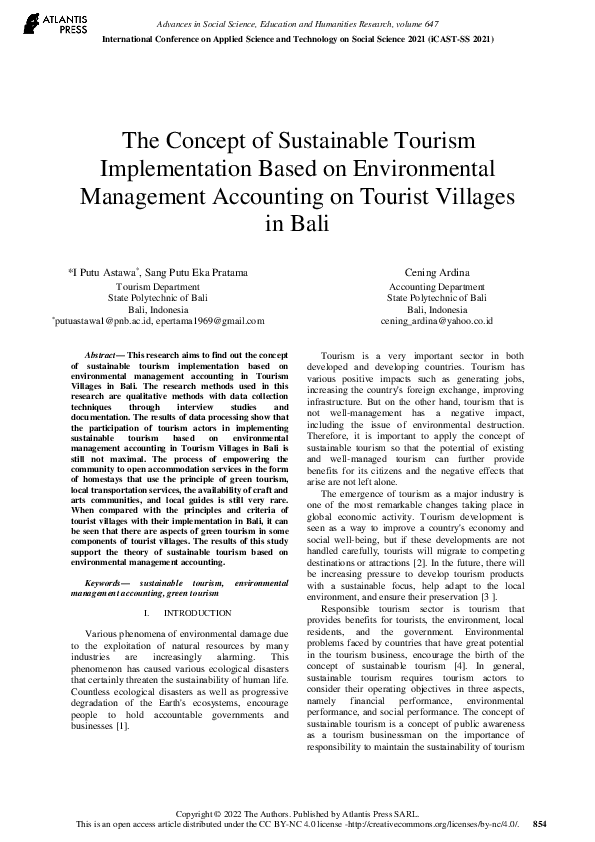 (PDF) The Concept of Sustainable Tourism Implementation Based on ...