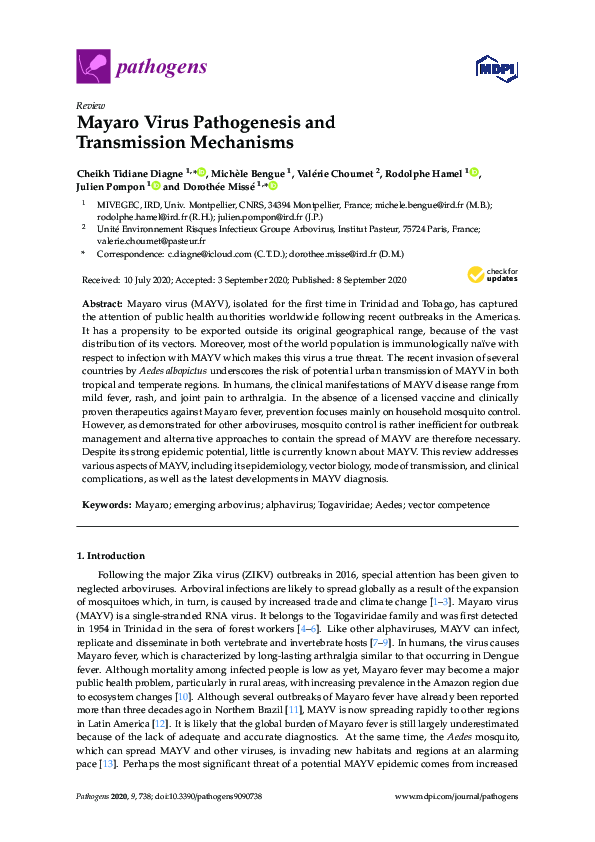 (PDF) Mayaro Virus Pathogenesis and Transmission Mechanisms