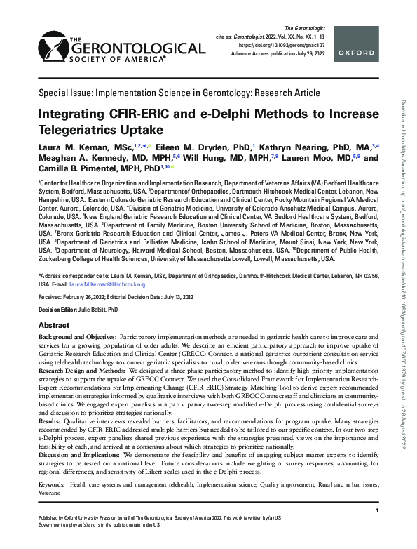 (PDF) Integrating CFIR-ERIC and e-Delphi Methods to Increase ...